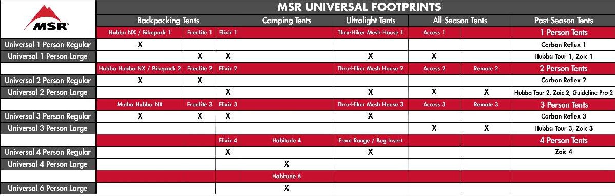 MSR Footprint Universal - 1P Regular uw specialist in outdoor ...